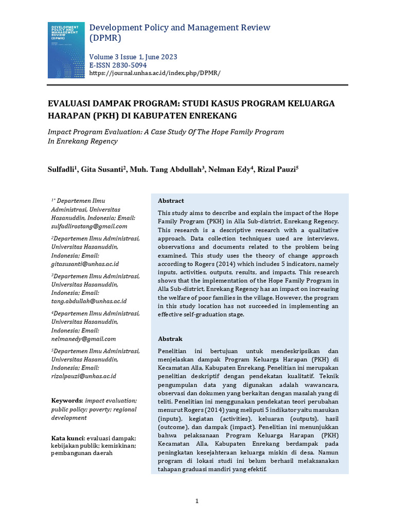 Evaluasi Dampak Kebijakan PKH | PDF