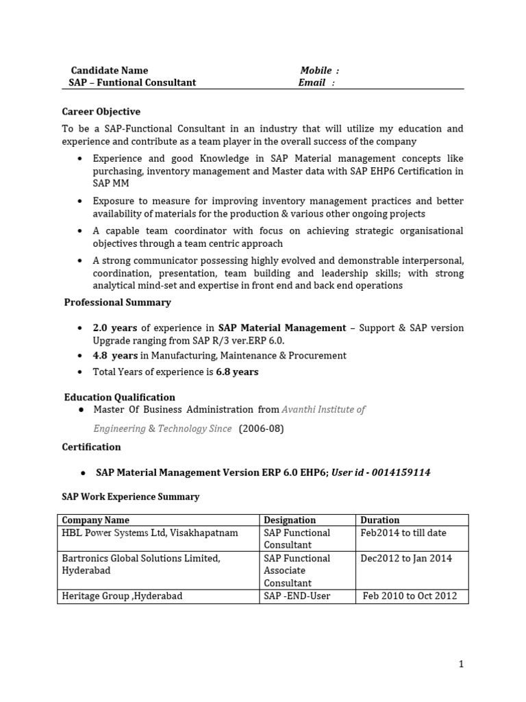 SAP MM Functional Consultant | PDF | Enterprise Resource Planning | Inventory