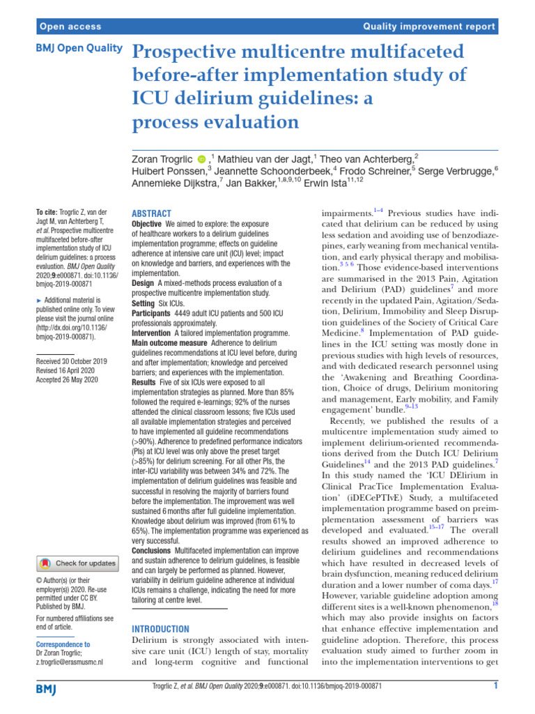 Prospective Multicentre Multifaceted Before-After | PDF | Intensive ...