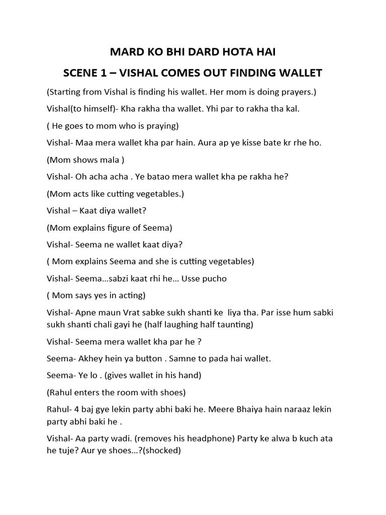 Mard Ko Bhi Dard Hota Hai Changed Script | PDF