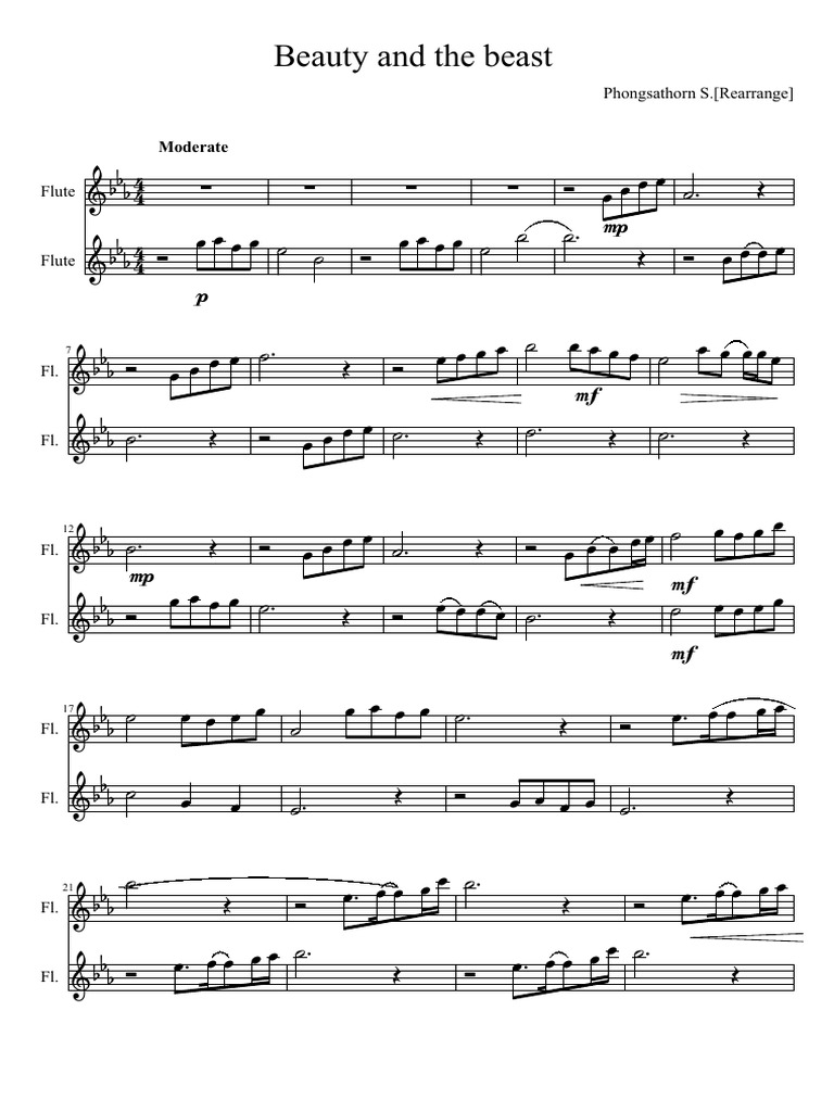 Beauty and The Beast Flute Duet - Compress | PDF