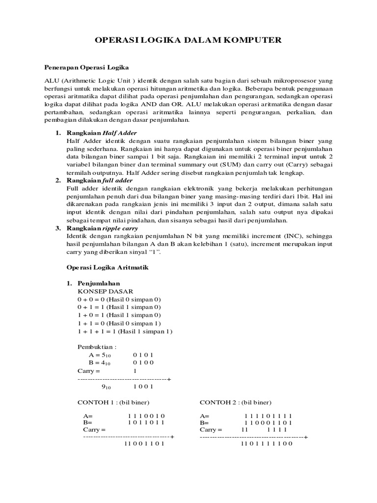 Operasi Logika dan Aritmatika ALU | PDF