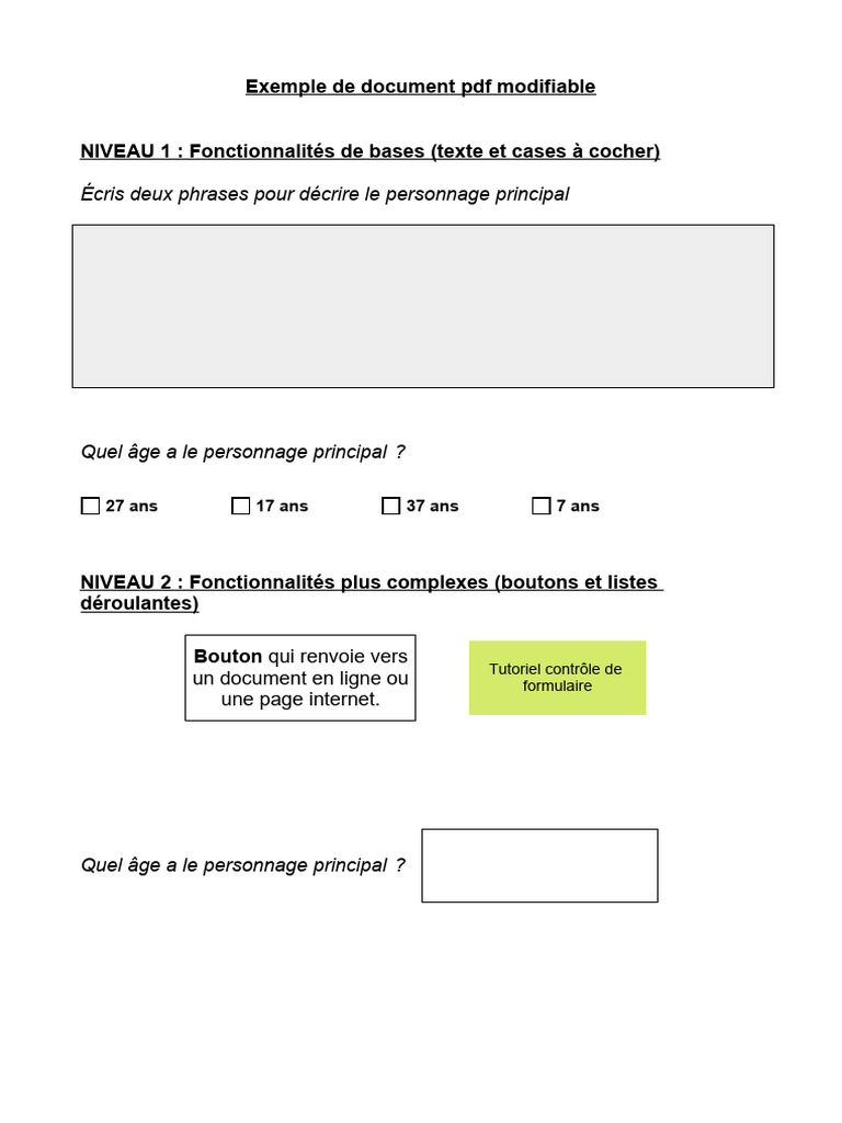 Exemple de formulaire PDF modifiable | PDF