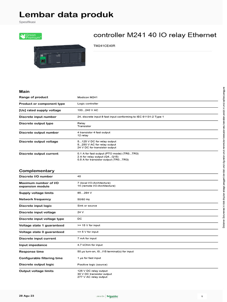 Logic Controller - Modicon M241 - TM241CE40R | Download Free PDF ...