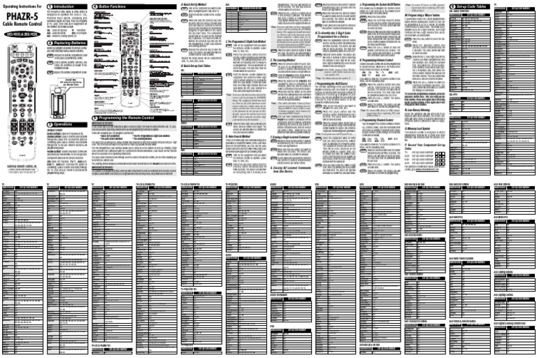 Universal Remote Manuel | PDF | Remote Control | Cable Television