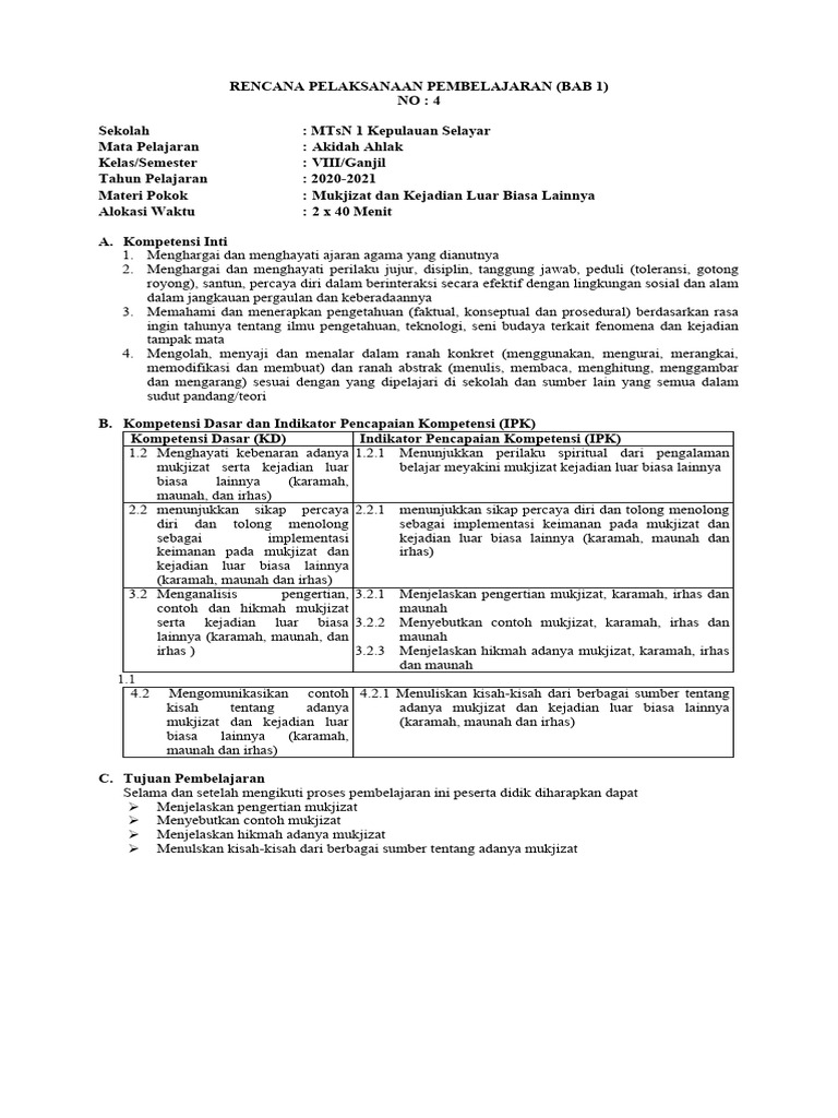 RPP 2 Akidah Akhlak | PDF