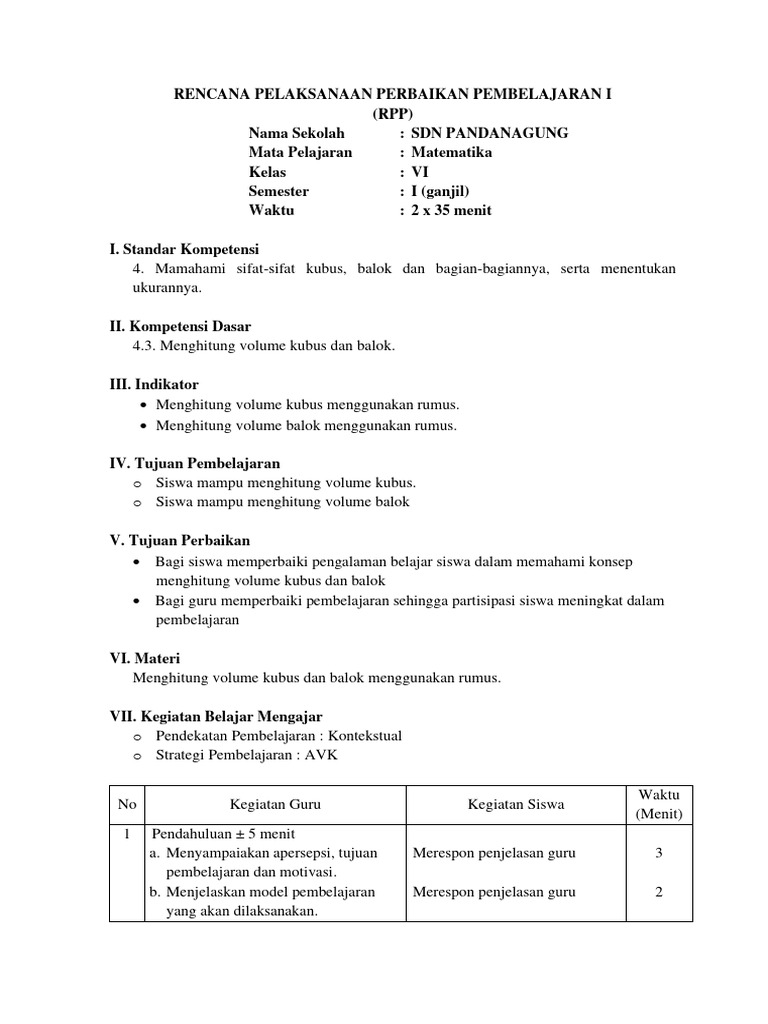 RPP Perbaikan 1 | PDF