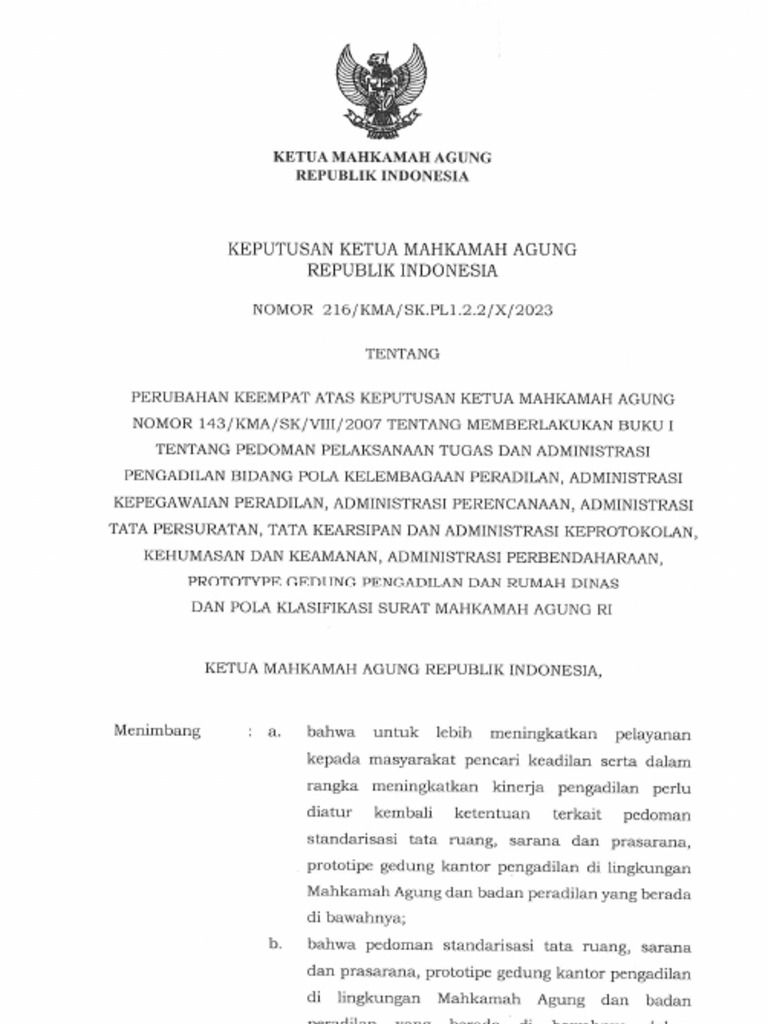 SK Kma Nomor 216 Kma SK - pl1.2.2 X 2023 | PDF
