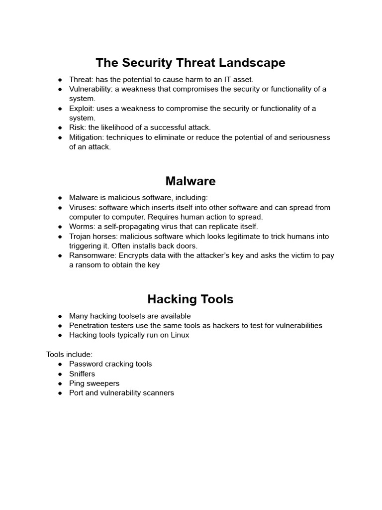 Security Threat Landscape | PDF | Denial Of Service Attack | Public Key Cryptography