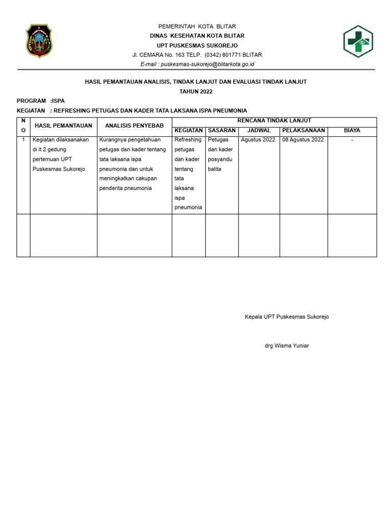 Hasil Pemantauan Analisis Program Ispa 2022 | PDF