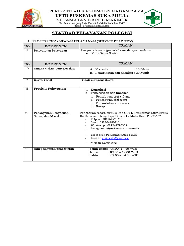 Standar Pelayanan Poli Gigi Pdf