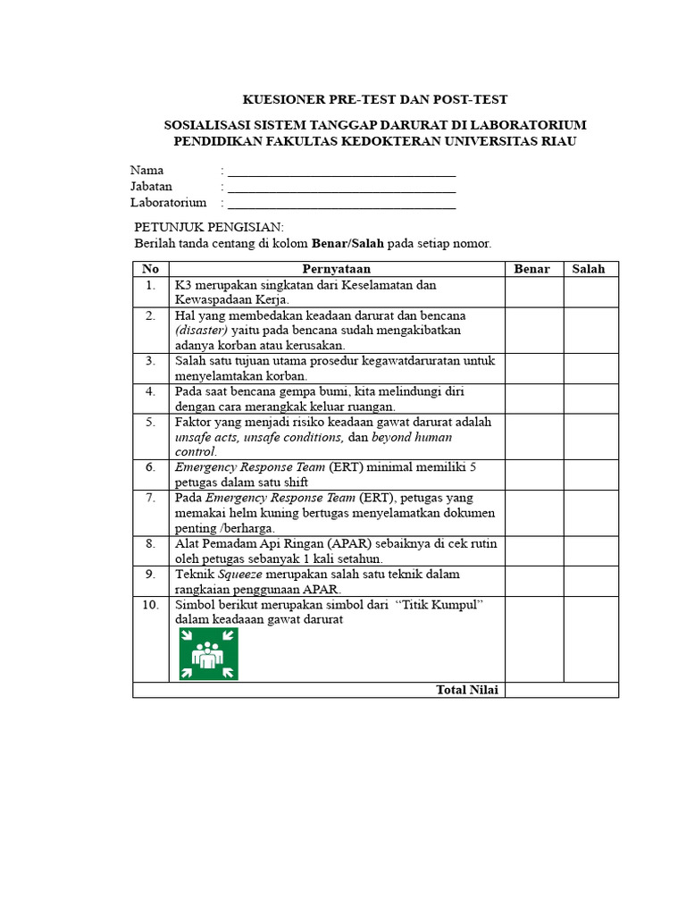 Kuesioner K3 Fix | PDF