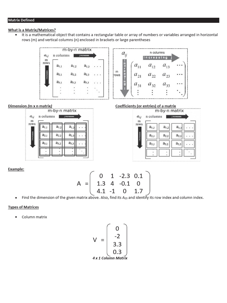 Matrices | PDF | Matrix (Mathematics) | Abstract Algebra