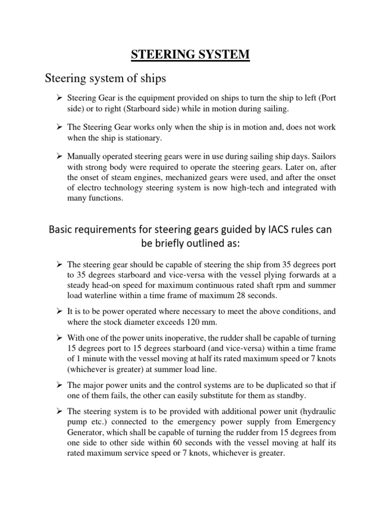 Steering System | PDF | Rudder | Ships