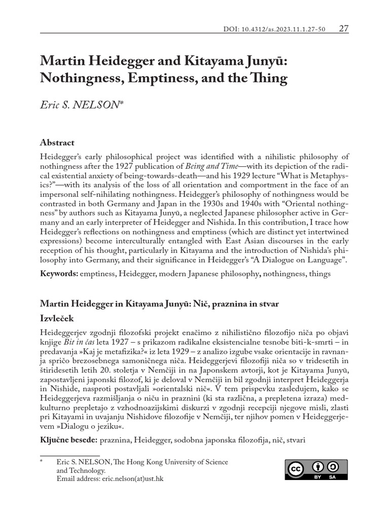 Martin Heidegger and Kitayama Junyu Noth | PDF | Martin Heidegger | Nothing