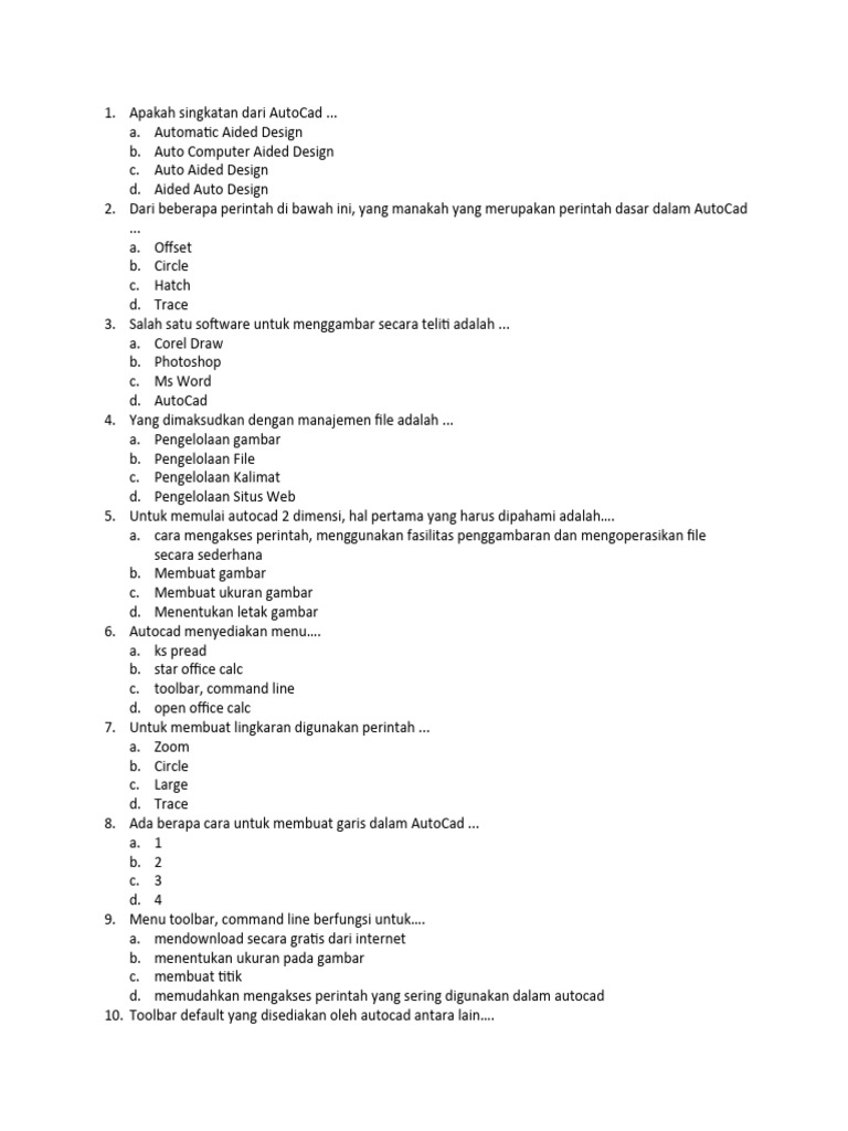 10 Soal Pas Ganjil Cad Xi 2223 | PDF