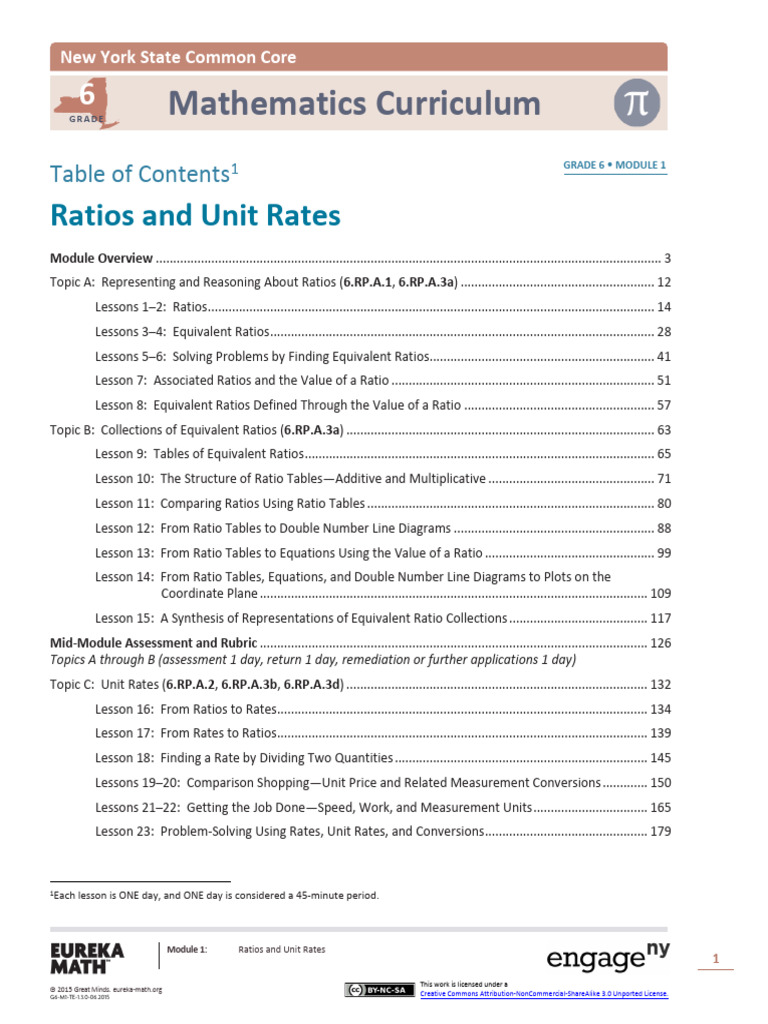 Math g6 m1 Teacher Materials | PDF | Ratio | Measurement