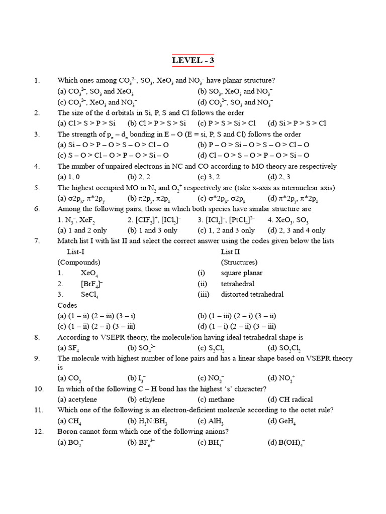 Bonding Assignment Soln | PDF | Molecular Physics | Phases Of Matter