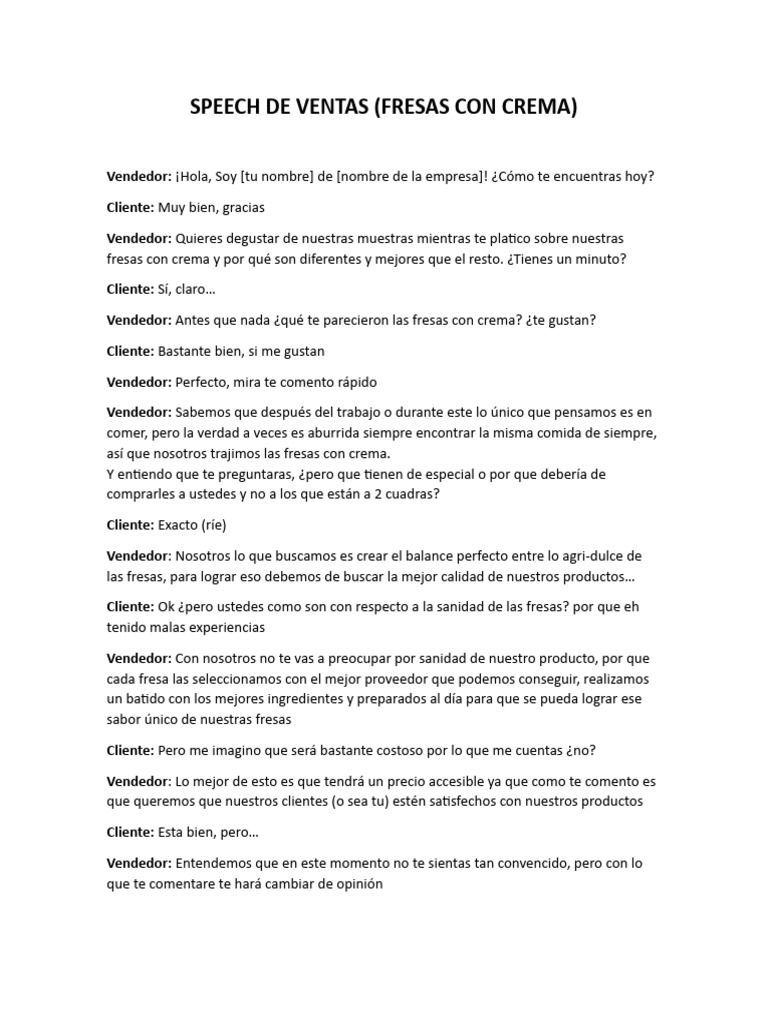 Speech de Ventas | PDF | Cliente