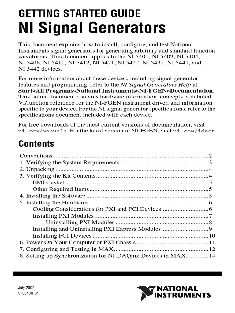 Nisignal Generators Get Started | PDF | Personal Computers | Video
