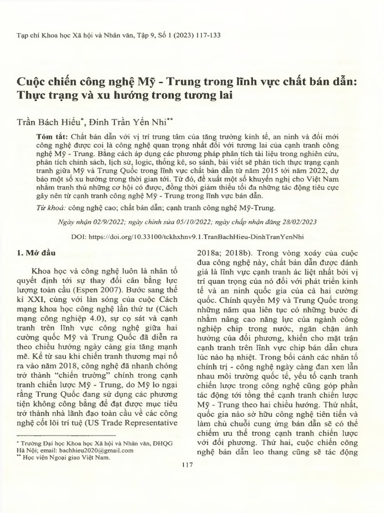 Cuộc Chiến Công Nghệ Mỹ - Trung Trong Lĩnh Vực Chất Bán Dẫn Thực Trạng Và Xu Hướng Trong Tương ...