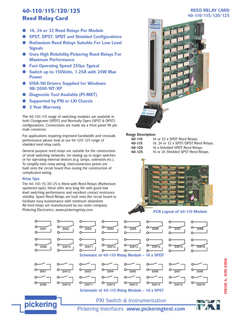 40-110/115/120/125 Reed Relay Card: PXI Switch & Instrumentation ...