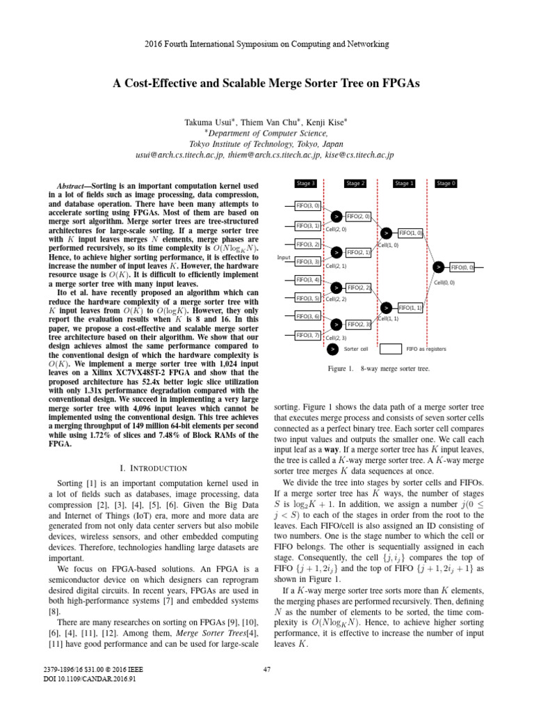 A Cost-Effective and Scalable Merge Sorter Tree On FPGAs | PDF | Field Programmable Gate Array ...