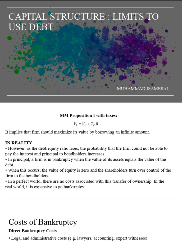 Capital Structure Limits To Use Debt | PDF