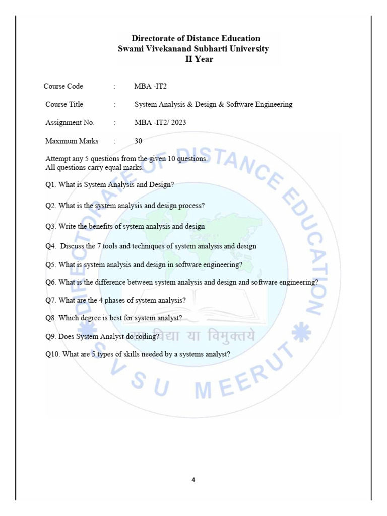 System Analysis and Design - Assignment | PDF