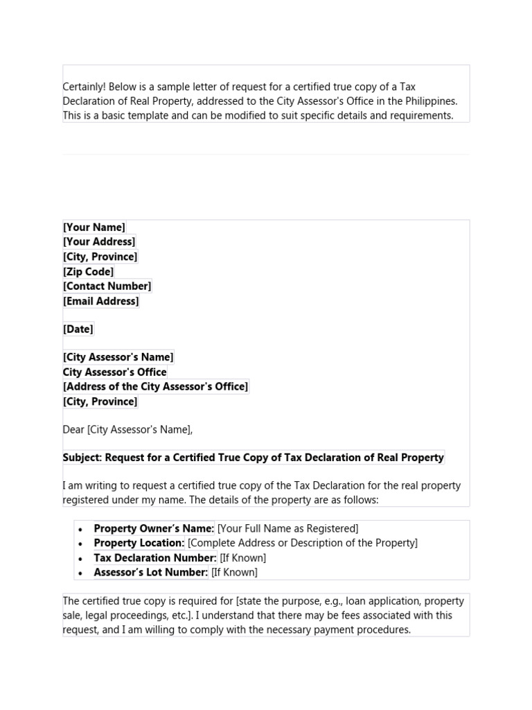 Request for Tax Declaration Copy | PDF