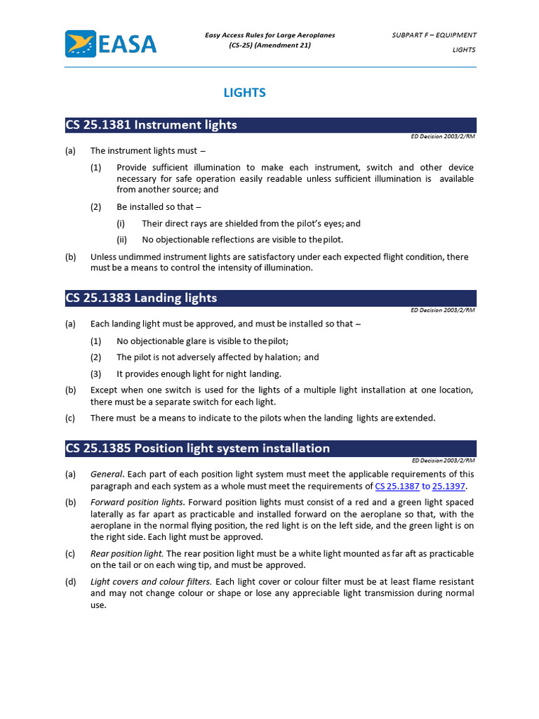 EASA Lights | PDF | Light | Lighting