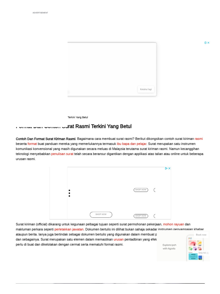 Contoh Format Surat Rasmi Terkini | PDF | Karier & Perkembangan | Bisnis