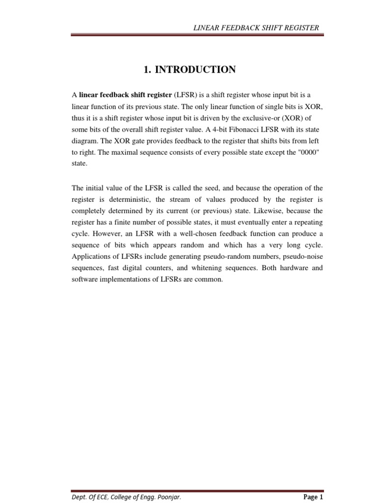 Linear Feedback Shift Register | PDF | Electronics | Applied Mathematics