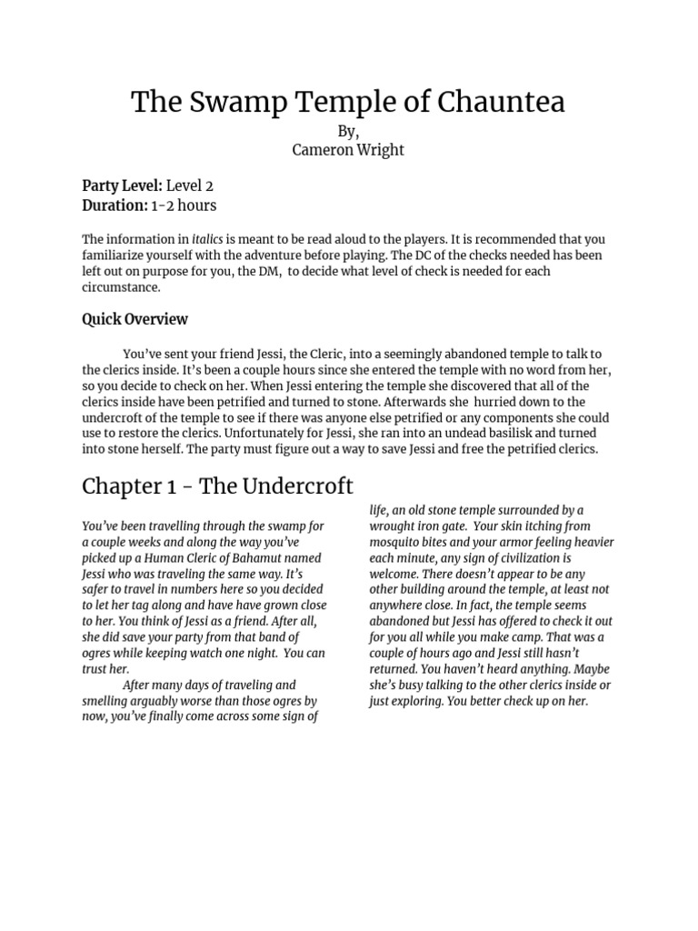 The Swamp Temple of Chauntea | PDF
