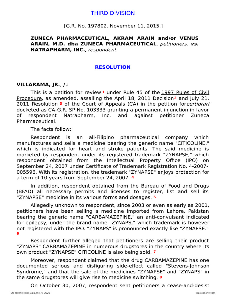 2015 Zuneca Pharmaceutical v. Natrapharm Inc.20210825 11 Uvk82w | PDF ...