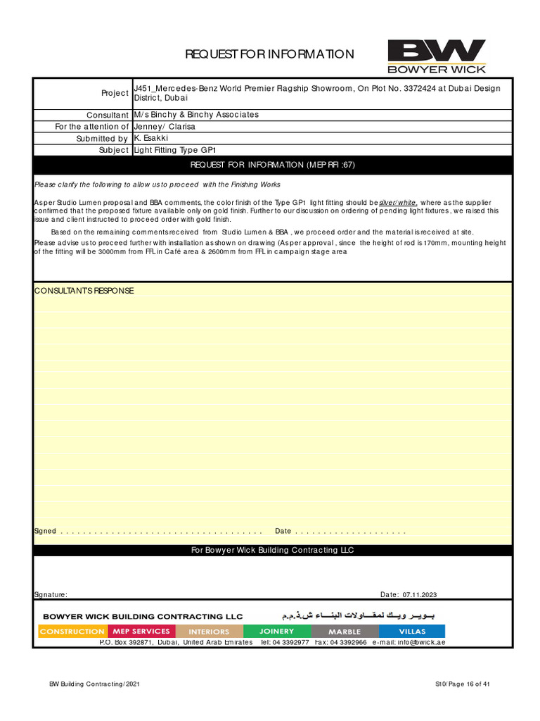 RFI: Light Fitting Installation Guidance | PDF | Electrical Equipment ...