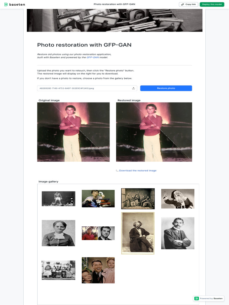 Photo Restoration With GFP-GAN Deploy Your Models On Baseten | PDF