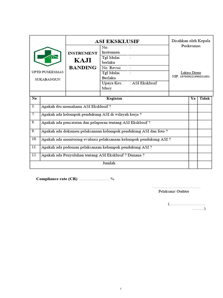 Instrumen Kaji Banding ASI Eksklusif | PDF