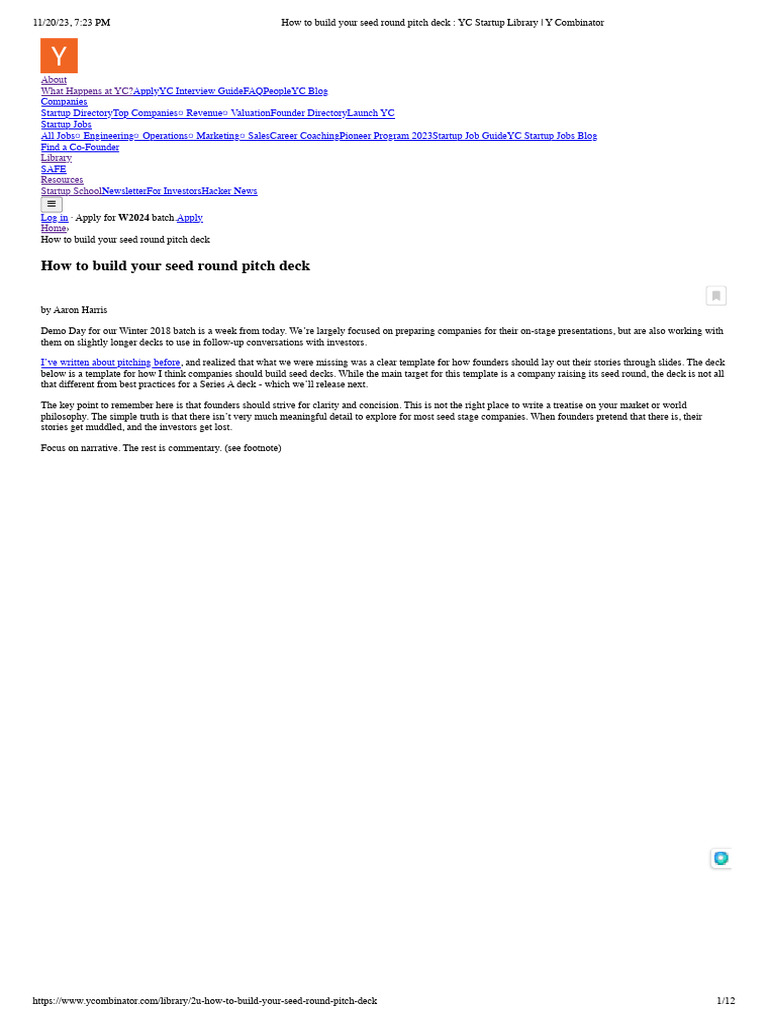 Seed Round Pitch Deck Guide | PDF | Startup Company | Small Business ...