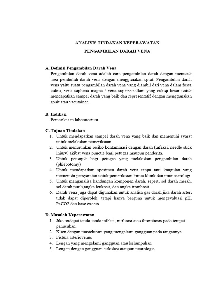 ANALISIS TINDAKAN KEPERAWATAN aMBIL DARAH | PDF