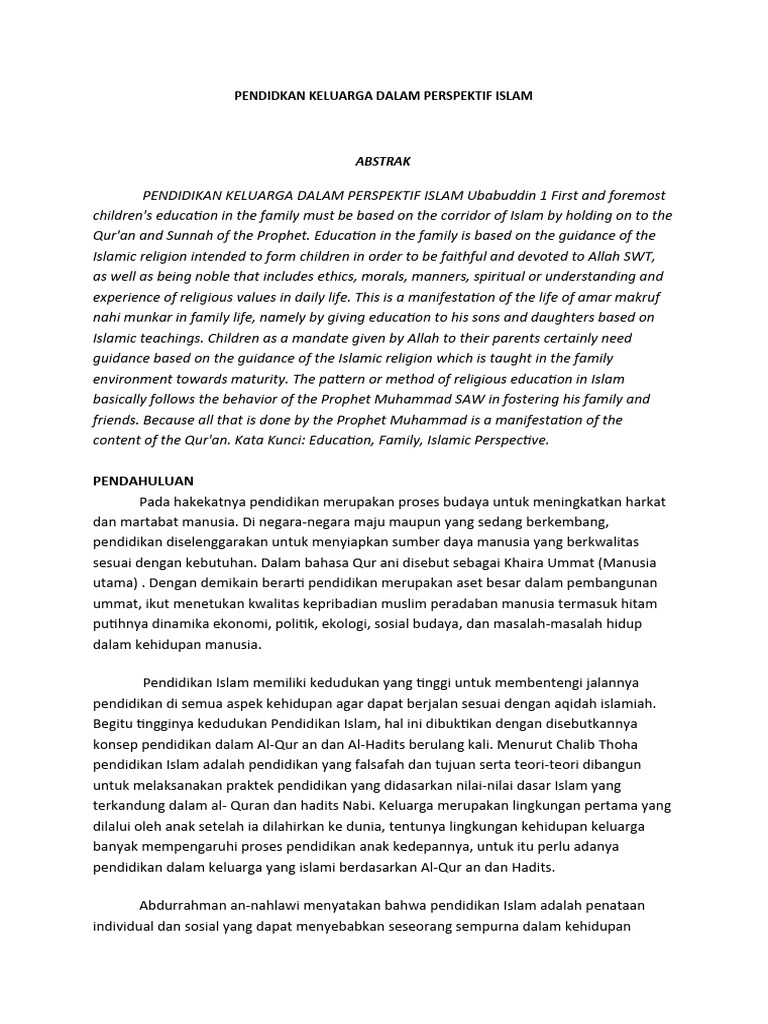 Jurnal PENDIDKAN KELUARGA DALAM PERSPEKTIF ISLAM | PDF | Karier & Perkembangan | Sains & Matematika