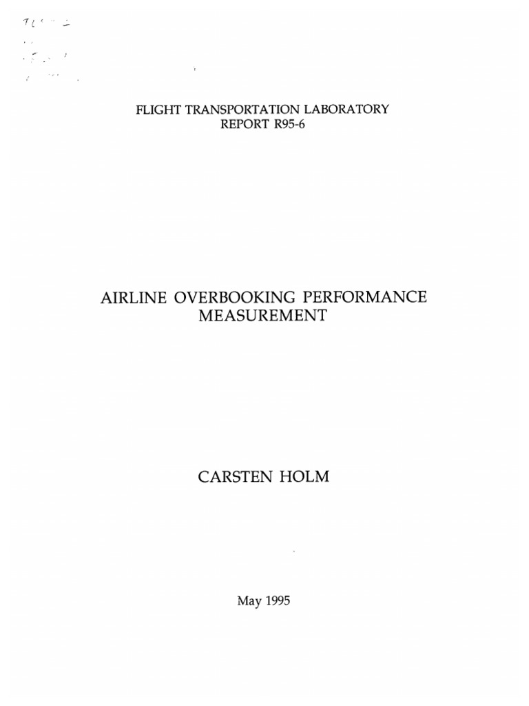 Airline Overbooking Performance Measurement: Flight Transportation Laboratory Report R95-6 | PDF ...