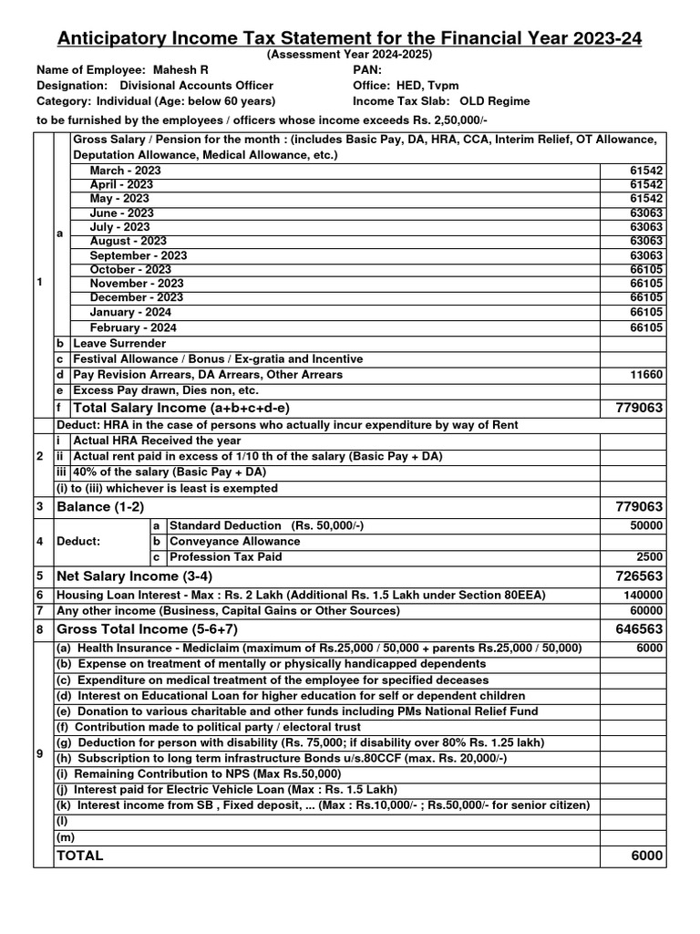 Income Tax 2023-24 Statement - Mahesh R1 | PDF | Taxes | Financial Services