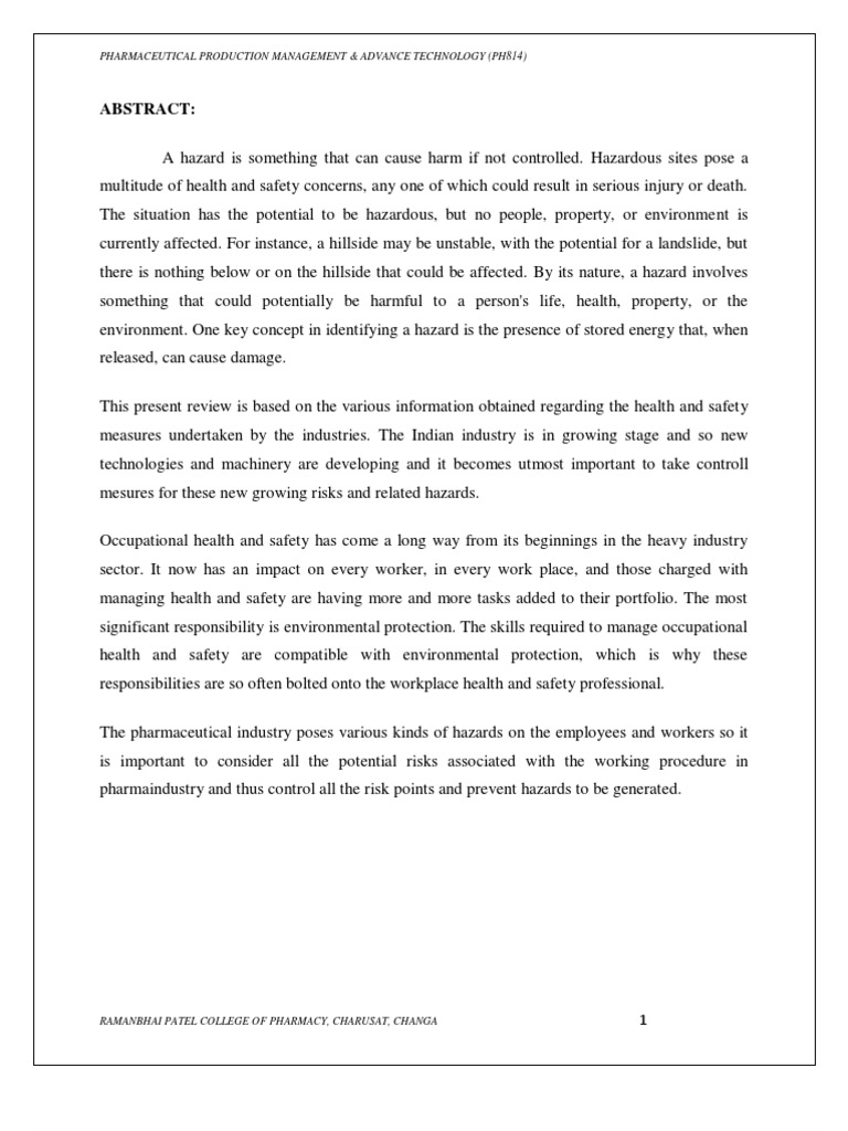 Abstract:: Pharmaceutical Production Management & Advance Technology ...