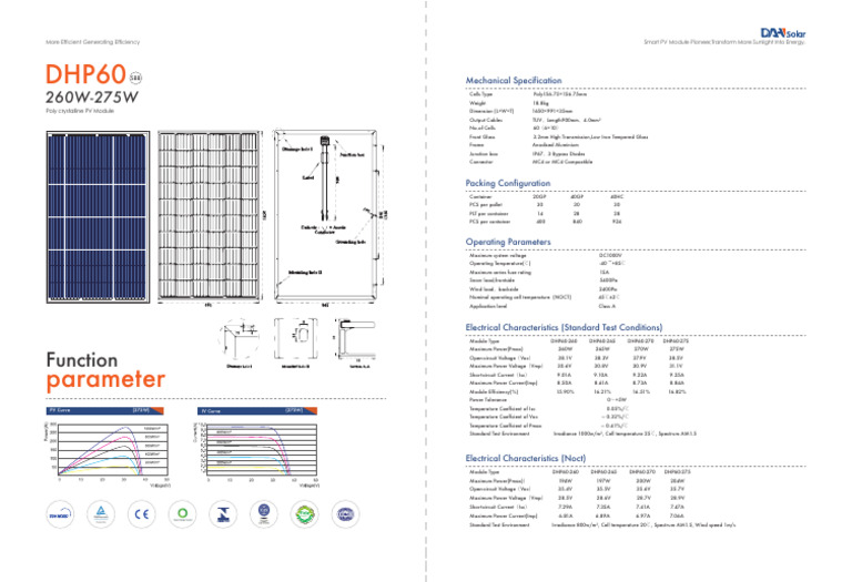 New Datasheet DH Solar | PDF | Photovoltaics | Solar Panel