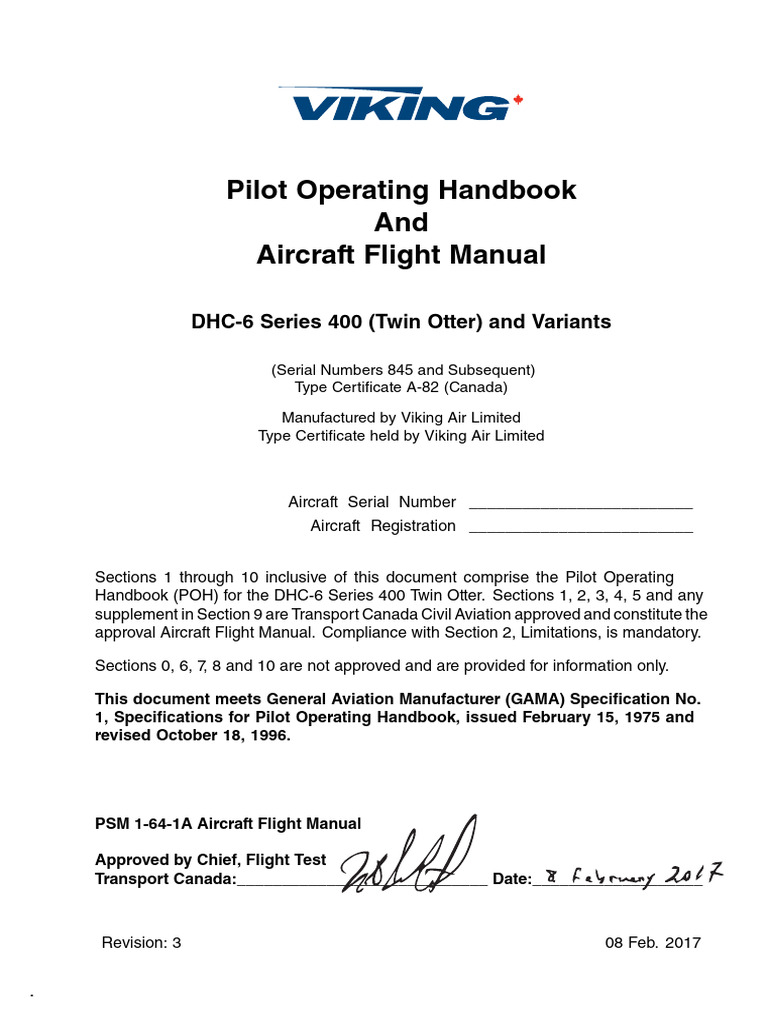 Dhc-6-400 Rev 3 Poh | PDF | Transport | Aircraft