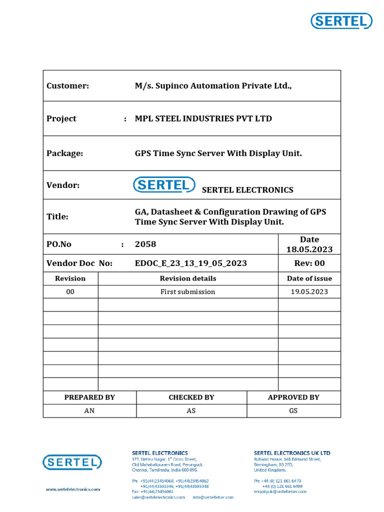 Sertel - SUPINCO AUTOMATION - MPL STEEL INDUSTRIES PVT LTD - (R0) - GA&Datasheet | PDF | Power ...