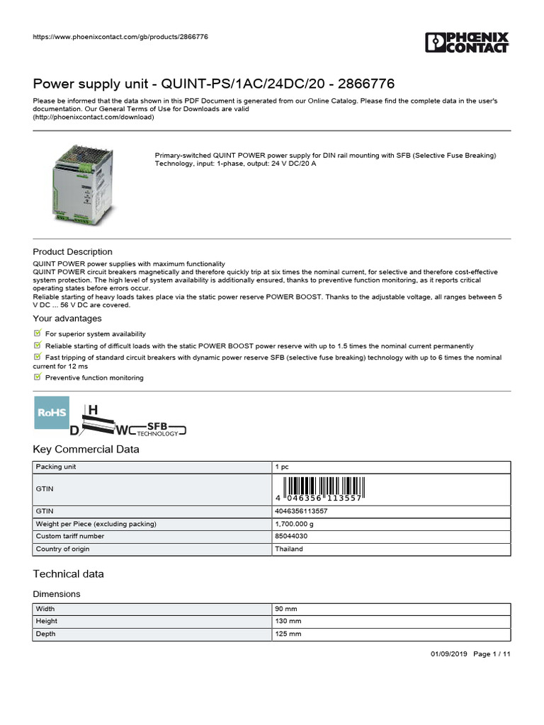 Phoenix 24v-20a | PDF | Power Supply | Alternating Current