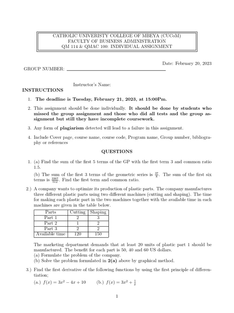 Individual Assignment | PDF | Mathematical Relations | Theoretical ... Individual Assignment | PDF | Mathematical Relations | Theoretical ...