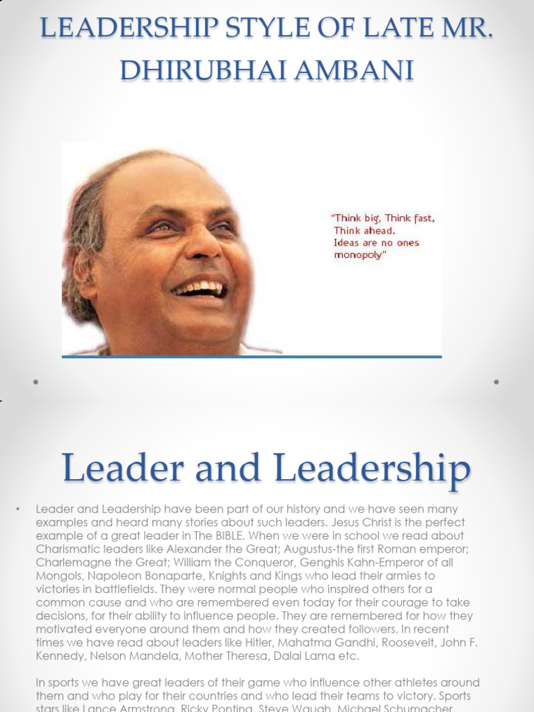 Leadership Style of Late MR Ambani | PDF | Leadership